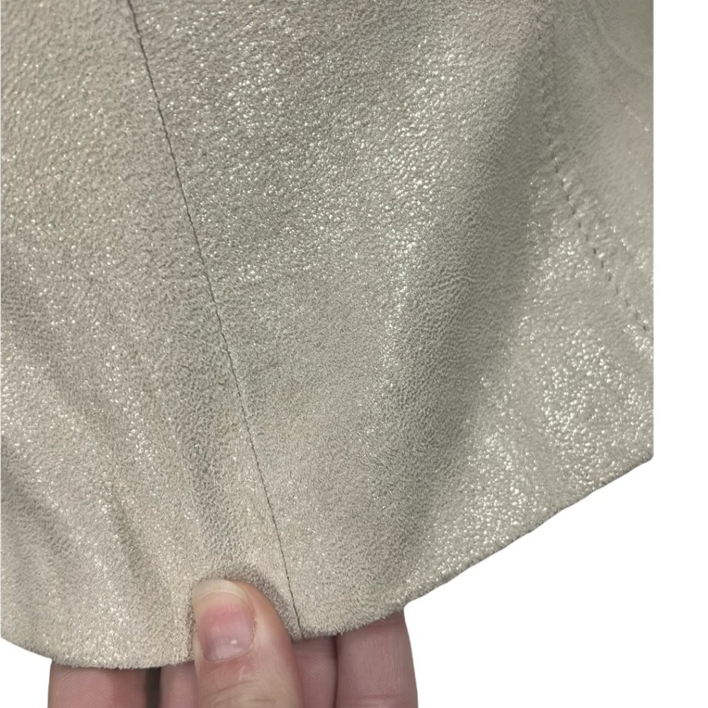 Danier Ivory Gold Shimmer Neutral Leather Jacket Sz 2… - Gem